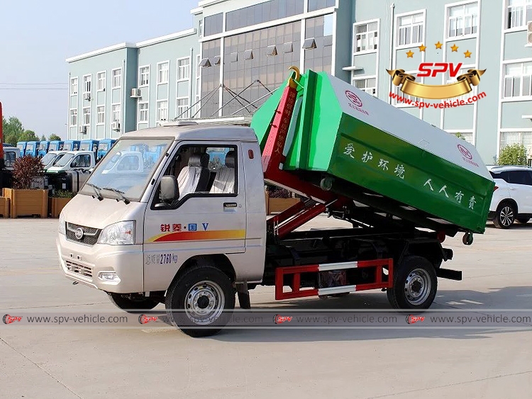 1.5 CBM Mini Refuse Truck, Roll On Roll Off Truck, Hook Loader Garbage ...