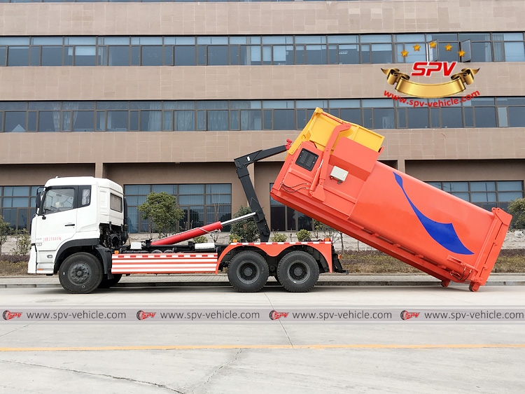 Hook Loader Garbage Compactor Dongfeng, 10 Tons Hook Lift Garbage Truck ...