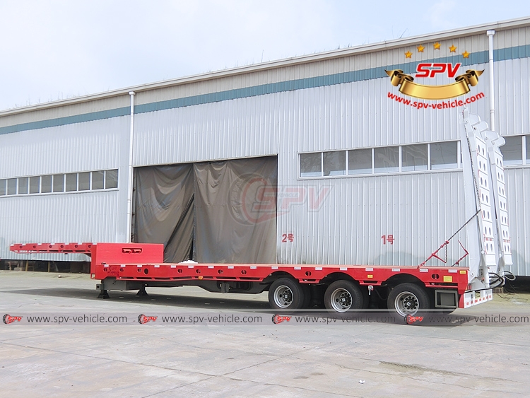 3 Axles Extendable Flatbed Semi-trailer, Low Bed Semitrailer, 40 Foot ...