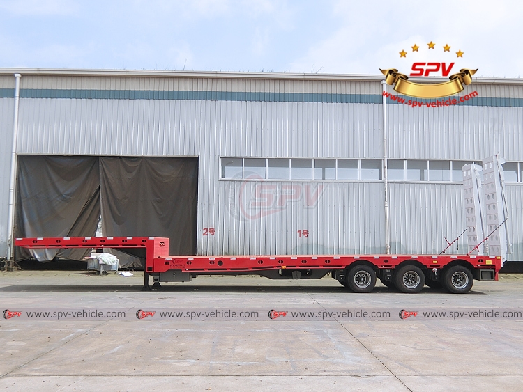3 Axles Extendable Flatbed Semi-trailer, Low Bed Semitrailer, 40 Foot ...