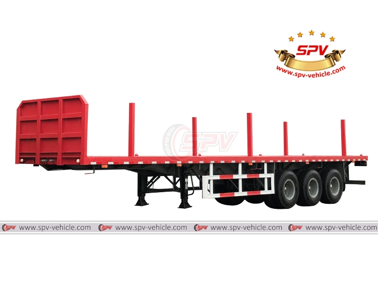 3-axle Flatbed Semi-trailer with Side Stake, 40 Foot Container Flatbed ...